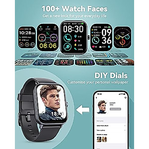 Smart Watch for Men Women with Bluetooth Call/Alexa Voice, 1.8 Inch Waterproof Fitness Tracker Smartwatch,Steps/Calorie/SpO2/Heart Rate/Sleep Monitor, 7-Day Battery Life, iOS Android Phone Compatible