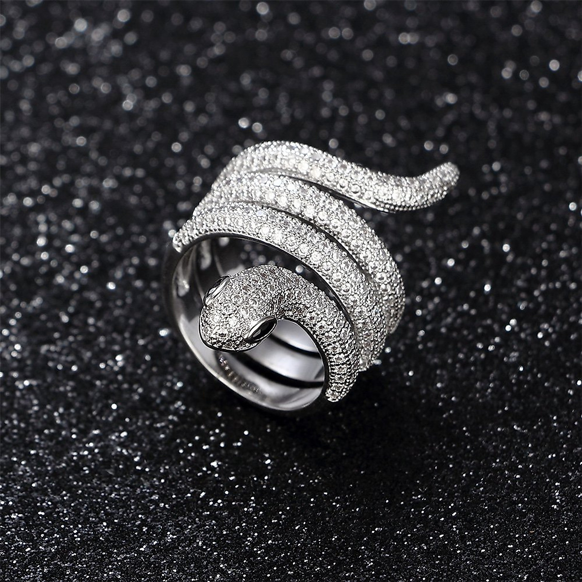 Kemstone Original Silver Plated Snake Ring Jewelry, Size9