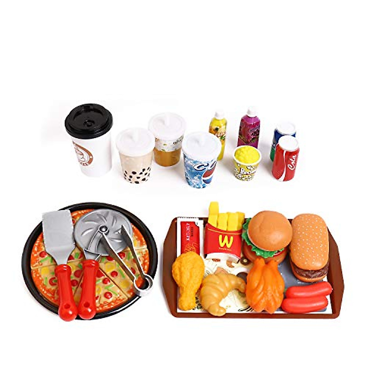 Kids Food cart Toy Sets,Kids Role Play Large Dining car Toys and 98pcs Food, Kitchen, Tableware Accessories., Educational Toys for 3+ Years Boys/Gir