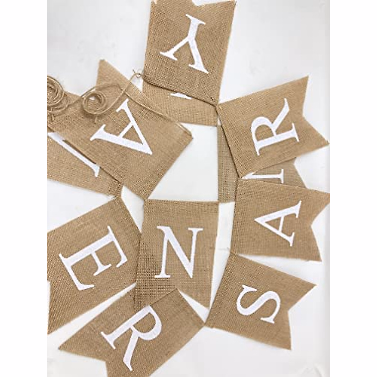 Shimmer Anna Shine Happy Anniversary Burlap Banner for Wedding Anniversary Decorations with Gold Glitter Hearts