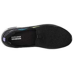 Skechers Women's GO Walk Hyper Burst Knit Slip ON Sneaker, Black/Multi, 7.5