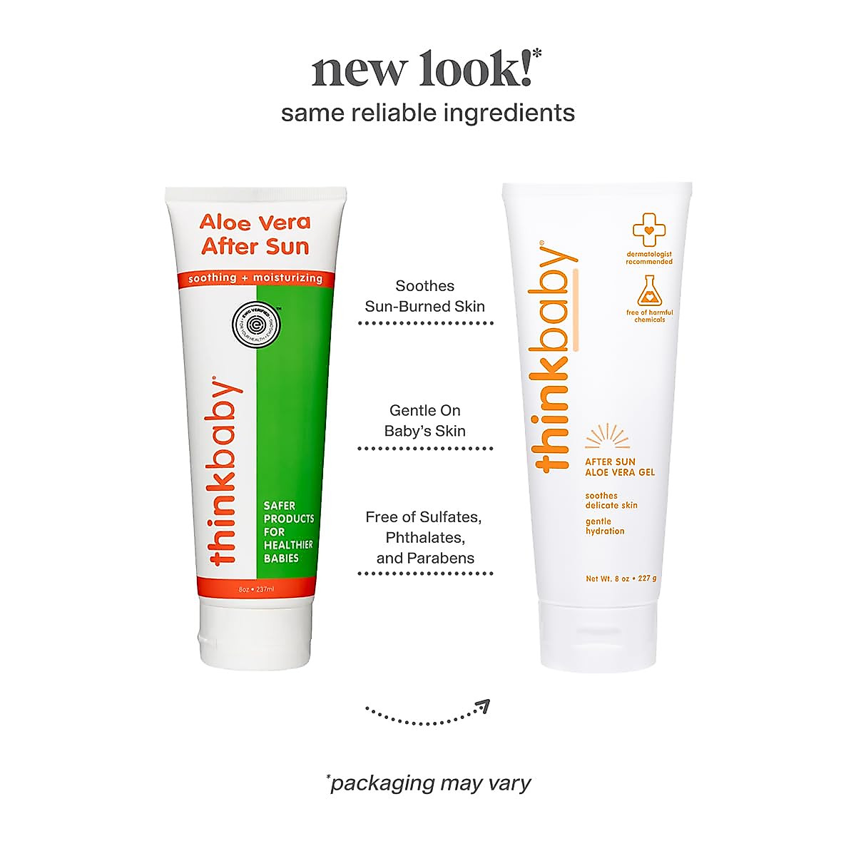 THINK Thinkbaby Aloe Vera Gel, After Sun Relief, 8 Fl Oz, EWG Verified Natural After Sun Skincare for Face & Body - Hydrating, Soothing & Moisturizing Sunburn Solution for Babies & Toddlers