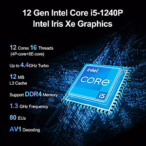 Intel NUC 12 Pro,Latest NUC12WSHi5 Desktop Computer Mini PC(12Core i5-1240P & 4.4GHz 16GB RAM 256GB NVMe SSD,Iris XE Graphics) with Vesa Mounting Bracket, 2xThunderbolt4/WiFi6E/BT5.2/8K/Win11 Pro