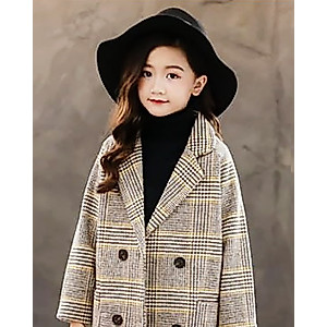 Wide-Brim Kids Girls Floppy-Hat Vintage Fedora Hats for Girl Boho Felt Bowler-Cap 3 to 8 Years (3-8 Years, Black)