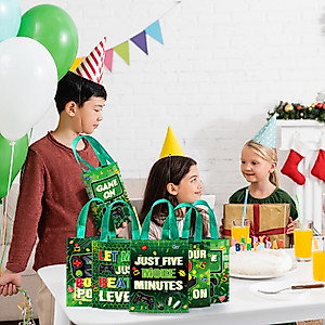 Photect 24 Pcs Video Game Party Gift Bags Non Woven Party Favor Bags for Boys Game Theme Goodie Treat Candy Bags with Handles for Kids Gaming Birthday Party Baby Shower Supplies Decorations