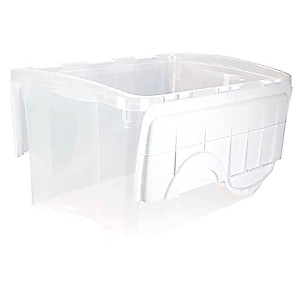 Sterilite 48 Quart Multipurpose Clear Base Storage Box Tote Container with Secure Hinged Lid for Home or Office Organization, (30 Pack)
