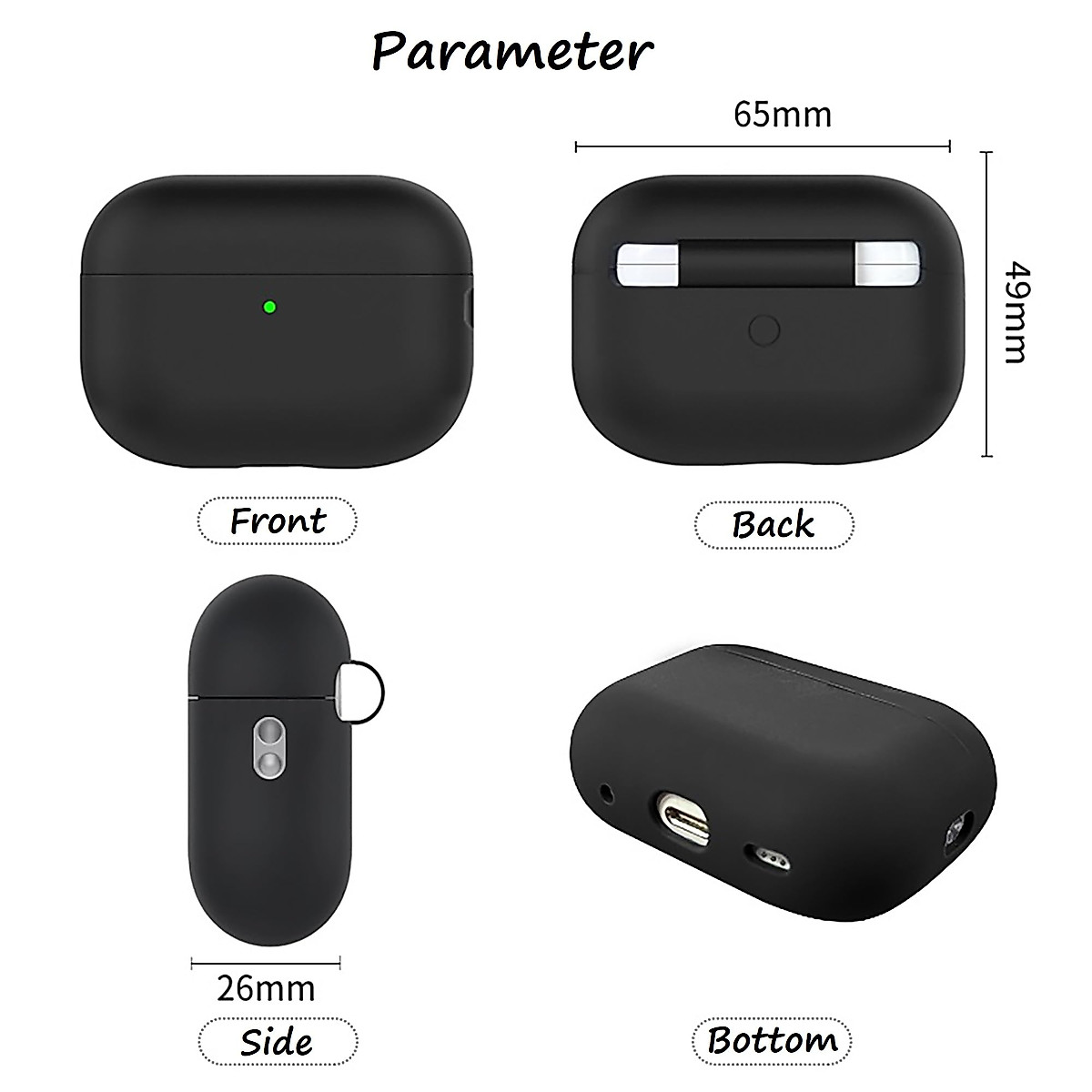 Airpods Pro 2 Case Soft Silicone Protective Case Cover Compatible with Apple AirPods Pro 2nd Generation Case 2022 Front LED Visible (Black)