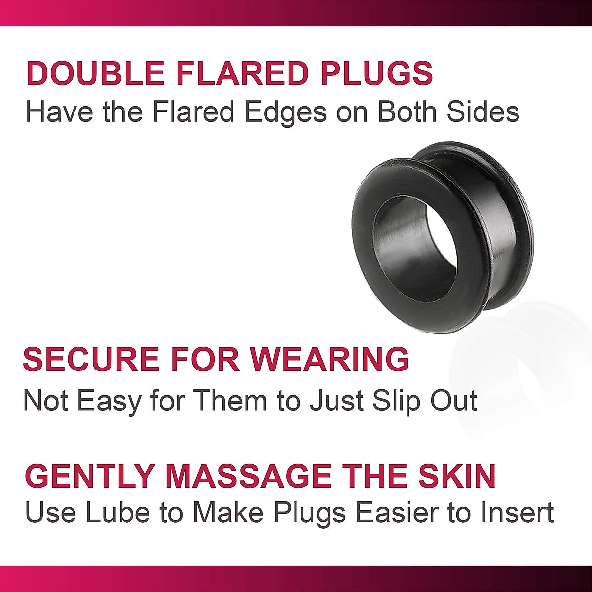 bodyjewellery 1 1/16G 1 1/16 gauge 26mm Black Implant grade sili Double Flare Tunnel Plug SI01 AHAD Ear Stretching Stretcher Piercing 2Pcs