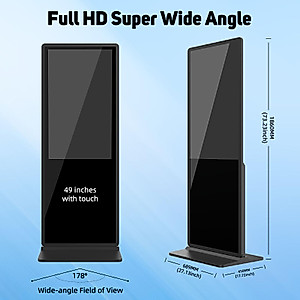 YCKJNB 49 inch Indoor Digital Signage 2K Touchscreen IPS Floor Standing Digital Kiosks Interactive Displays with WiFi HDMI/USB Input Auto AD Player, Android OS Black