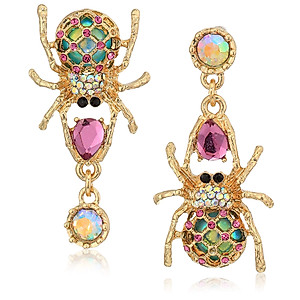 Betsey Johnson Spider Non-Matching Drop Earrings