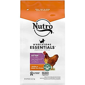 NUTRO WHOLESOME ESSENTIALS Natural Dry Cat Food, Kitten Chicken & Brown Rice Recipe Cat Kibble, 5 lb. Bag