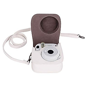 Phetium Instant Camera Case Compatible with Instax Mini 11,PU Leather Bag with Pocket and Adjustable Shoulder Strap (White)