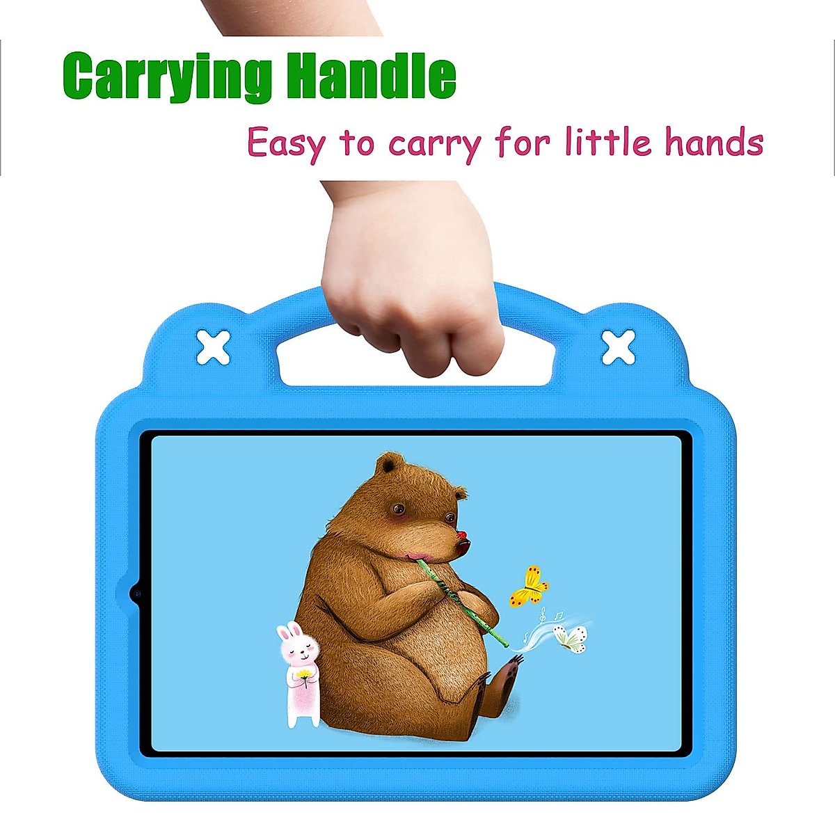 Tading for TCL Tab 8 LE Case for Kids, Children Friendly DIY Cartoon EVA Foam Protective Handle Stand Cover for TCL Tab 8 LE (Model: 9137W)/ TCL Tab 8 WiFi (Model: 9132X) - Light Blue