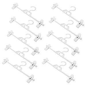 WINOMO 10Pcs Pants Hanger with Clips, White Plastic Dress Trousers Hanger with 360 Rotatable Hook for Women& Men Space Saving