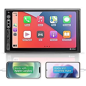 Double Din Stereo Car Audio Receiver - Corehan 7 Inch Touch Screen Car Stereo with Bluetooth Compatiable with Android Auto Car Play