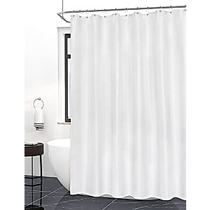 SUMGAR Waffle Weave Shower Curtain Modern White Fabric Hotel Luxury Elegant Polyester Textured Cloth Washable Shower Curtains Set with Hooks for Modern Farmhouse Bathroom 72"x72"