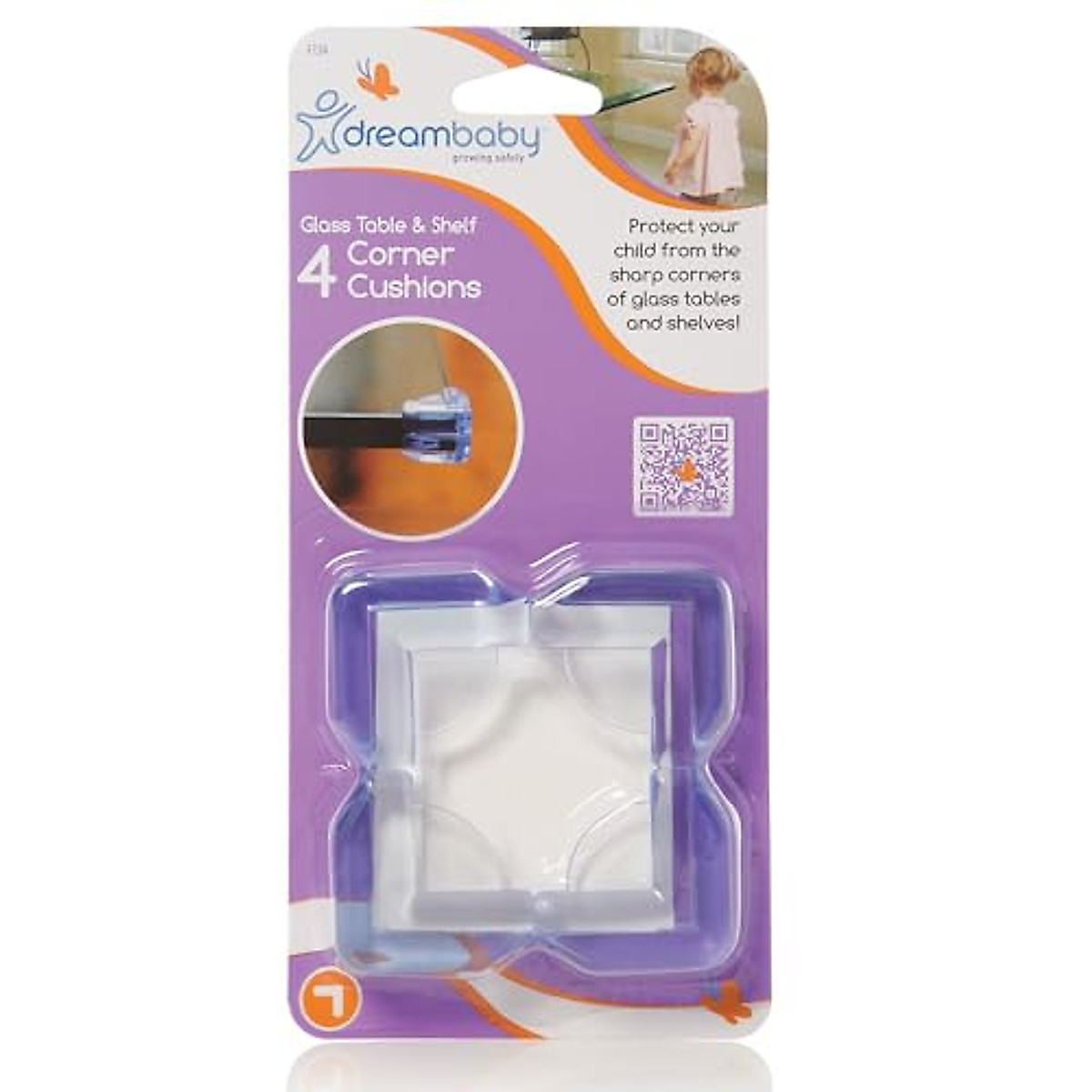 Dreambaby GLASS TABLE & SHELFCORNER, White, 4 Pack