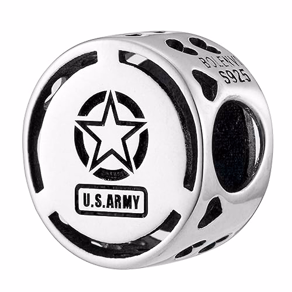 Job Career Professions 925 Sterling Silver Charm Bead For Pandora & Similar Charm Bracelets or Necklaces (U.S. Army)