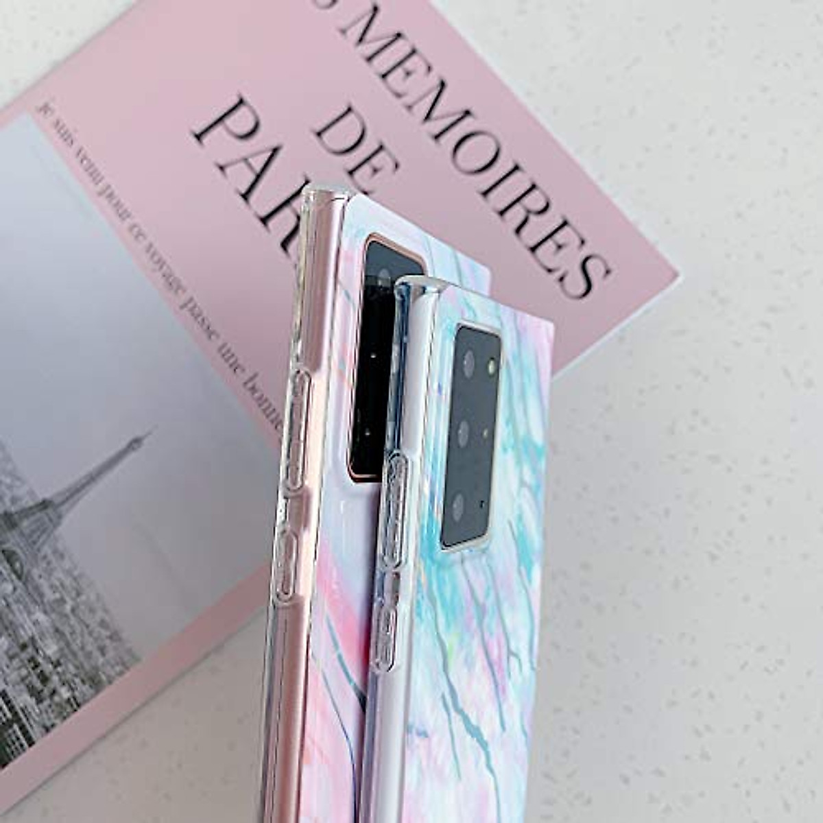 Sunswim Galaxy Note 20 Case 5G 6.7" Marble Phone Case for Women Girls Sparkle Glitter Slim Fit Flexible Silicone TPU Bumper Shockproof Protective Cover Case for Samsung Galaxy Note 20 2020-Colorful