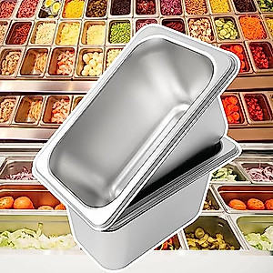 UEJYWUY 8 Pack 1/9 Size Steam Table Pan, 4 Inch Deep Anti Jam Stainless Steel Steam Table Hotel Pan, Commercial Half Size Steam Table Food Pans for Restaurants, Cafeteria, Hotels, Kitchen, Catering