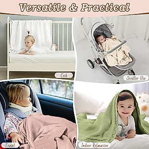 YOYI YOYI Cotton Baby Blanket Toddler Blankets Soft Warm Breathable Nursery Swaddling Blankets for Girls and Boys Receiving Blanket for Crib, Stroller, car31x40 inches (Dusty Rose)