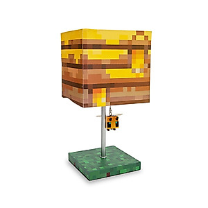 Minecraft Yellow Bee Nest Block Desk Lamp with 3D Bee Puller | Nightstand Table Lamp with LED Mood Light for Bedroom, Desk, Living Room, Playroom | Home Decor Kids Room Essentials | Video Game Gifts