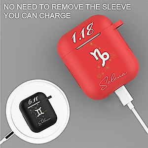 Custom Constellation Name Compatible with Apple 2 & 1 Liquid Silicone Wireless Headphone Airpods Cover Wireless Headphone Compartment Cover, Personalized Couple Gift (Style 1)