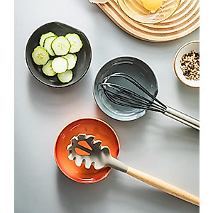 Spoon Rest for Stove Top Large Spoon Holder for Kitchen Counter, 5 Inch Ceramic Spoon Rest for Kitchen Counter, Cooking Spoon Rest Kitchen Spatula Holder for Tongs, Ladles, Set of 1, Matte Black