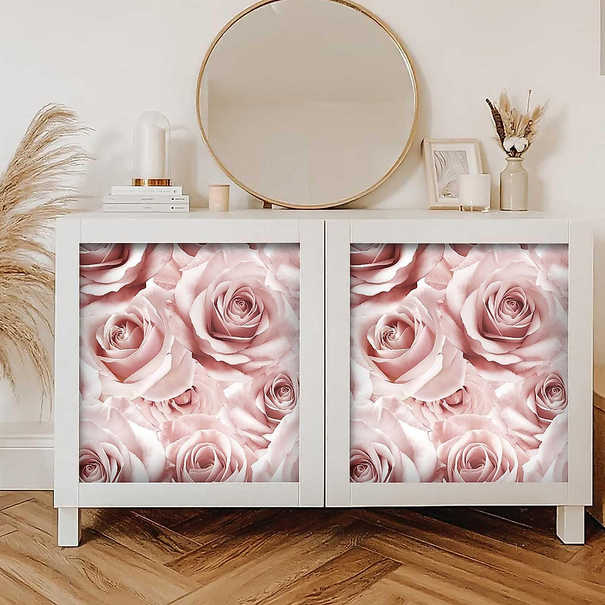 Abyssaly Pink Floral Peel and Stick Wallpaper, 17.7" X 118" Rose Flower Contact Paper for Girls Room Decoration, Removable Self Adhesive Wall Paper Modern Home Decor