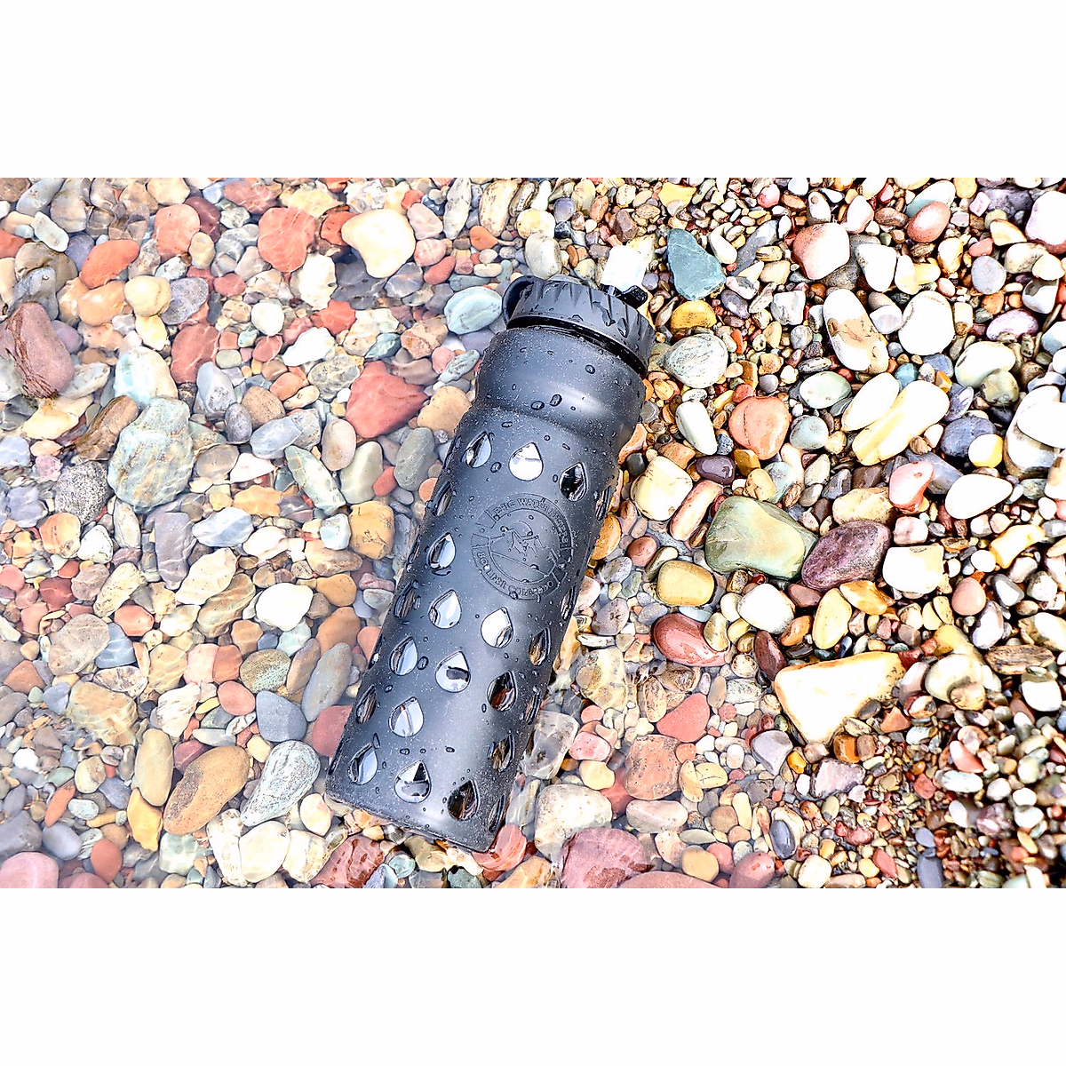 Epic Escape | Glass Water Bottle with Filter | USA Made Filter | Dishwasher Safe | Borosilicate Glass with Silicone Sleeve | BPA Free Water Bottle | Removes 99.99% Tap Water Contaminants | Filtered