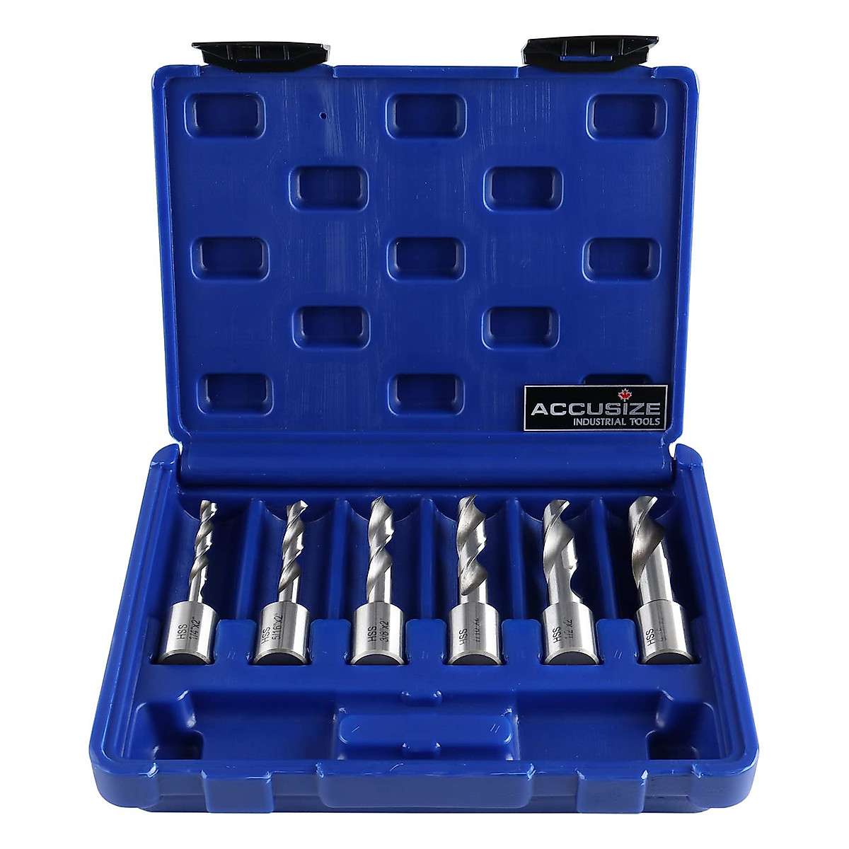 Accusize Industrial Tools 6pcs/Set H.S.S. Fully Ground Drill Sets with 3/4" Weldon Shank, 2inch Cutting Depth, 0519-5002