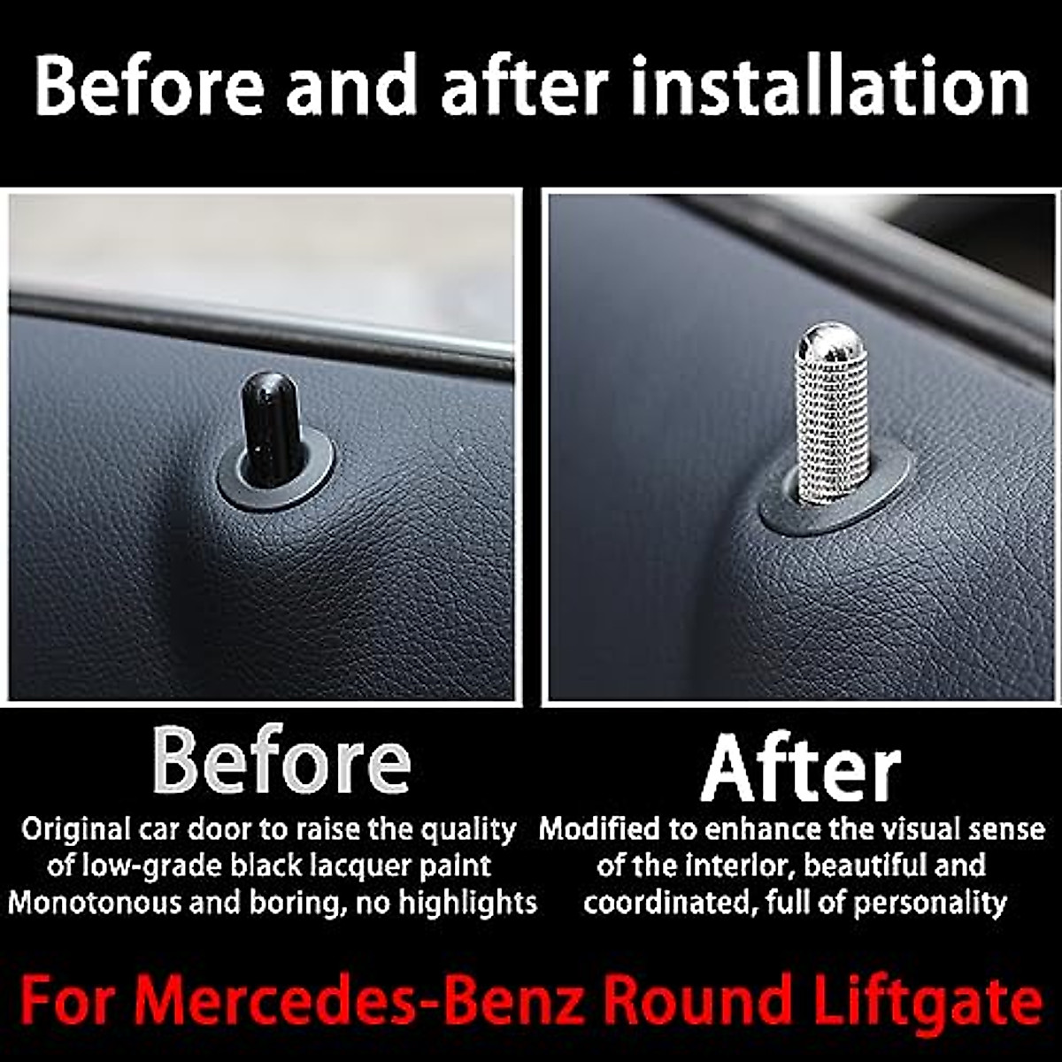 BESULEN Car Door Lock Pin, Aluminum Alloy Inner Door Lock Knobs Pin Stick Cover, 4 Pieces Car Door Lock Pull Knobs, Car Interior Modification Accessories Universal for SUV Pickup Truck