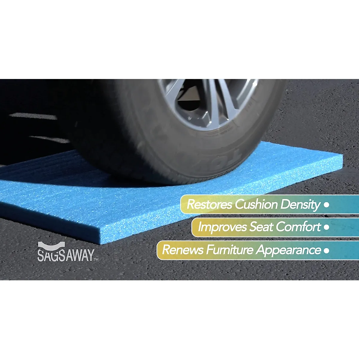 SagsAway Large 2 Piece 1.5in Thick Cushion Insert Kit for Immediate Lasting Support of 1 Saggy Seat. Two13x17in Pieces of Military Grade Foam Adds Thickness, Delays Replacing Sofa