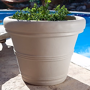Crescent Garden Brunello Planter, Classic Rolled-Rim Plant Pot, 27-Inch (Weathered Terracotta)