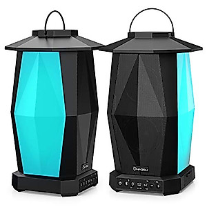 Onforu Outdoor Bluetooth Speakers Waterproof, True Wireless Stereo Lantern Speaker with RGB LED Lights, 2 Pack 50W Led Flame Speaker, Dual Pairing, 20H Playtime, Enhanced Bass for Patio Garden Decor