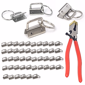 51 Sets Key Fob Hardware with Key Fob Pliers Tool, Glass Running Pliers Attach Rubber Tips for Key Fob Hardware Install and Stained Glass Work, red