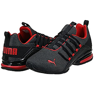 PUMA mens Axelion Running Shoe, Black/High Risk Red, 10.5 US