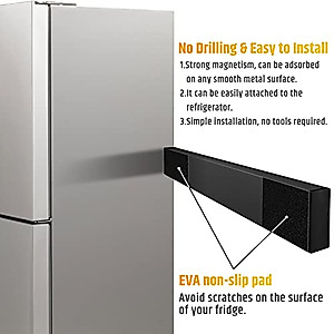 LERJU Fridge Applicable 17 Inch Double Sided Magnetic Knife Holder - Stainless Steel Knife Strip With Powerful Magnetic Pull Force - Use as Kitchen Knife Holder, Knife Rack & Tool Holder - Matte Black