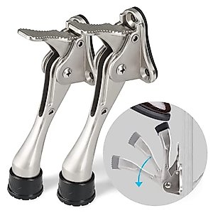 CRANACH Heavy Duty Door Stopper,Bottom of Door,Kickdown Door Stop for Heavy Door,One-Touch,Adjustable,Rubber Tip,Door Mounted,4in Metal Door Kickstand,2PC Door Stoppers Wall Protectors for Wide Doors