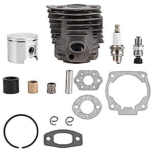 Chainsaw Cylinder Piston Kit for Husqvarna 50,51,55, Replacement Parts with Circlip, Piston Ring Pin, Spark Plug, Pressure Relief Valve, Piston Needle Roller