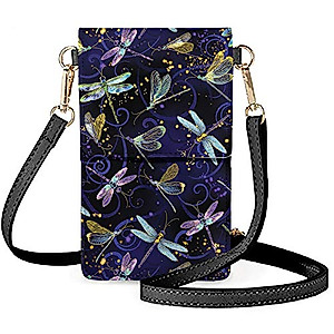 WELLFLYHOM Rose Butterfly Crossbody Bag Cell Phone Purses for Women Girls Purple Mini Messenger Pouch Mini-functional Waterproof Touch Screen Phone Carrier Bags Small Stuff Sack