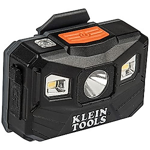 Klein Tools 56048 Rechargeable Auto-Off LED Headlamp, Adjustable Fabric Strap, 400 lms, All-Day Runtime, for Work, Running, Outdoor Hiking