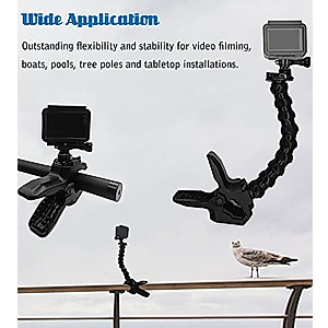 Niewalda Jaws Flex Clamp Mount with Adjustable Gooseneck, Upgrade Camera Mount Clamp with Cell Phone Holder & Rotation Base, Compatible with GoPro Hero All Series, DJI OSMO, Akaso, Action Cameras