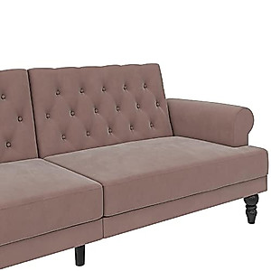 Novogratz Cassidy Upholstered Futon, Blush Velvet