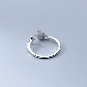 Izpack Planet Star Sterling Silver Open Stacking Rings for Women Dainty Cubic Zirconia Crystal Adjustable Engagement Promise Wedding Ring Wrap Finger Thumb Band Cute Jewelry Gifts