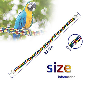 Bird Rope Perch Parrot Toys Birds Bungee Rope Perch Climbing Swing Perches for Parrot Cockatiels Toy Bird Cage Stand Accessories Colorful Parakeet Rope Perch Small Spiral Rope Perch (23.6 Inches)