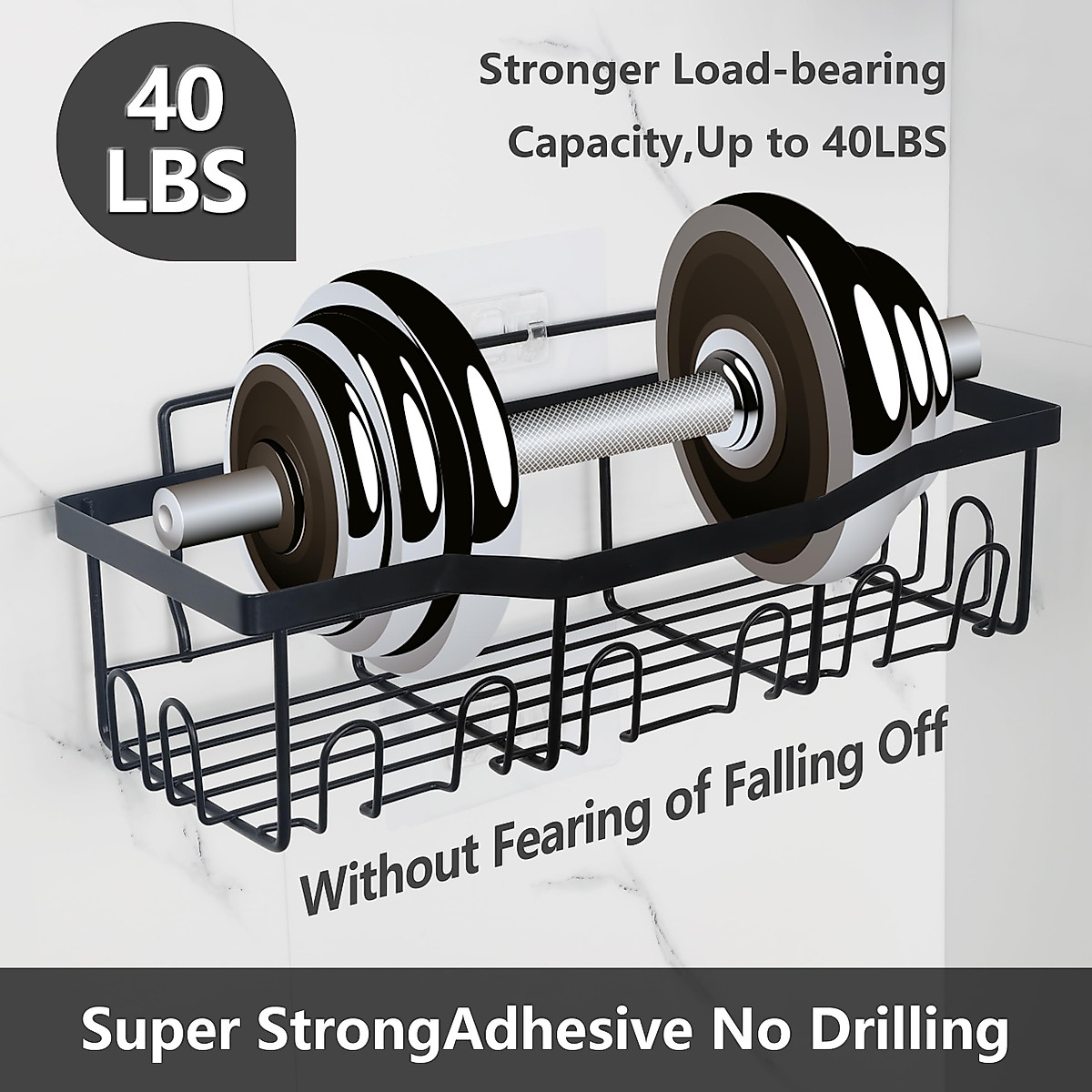 senzibser Shower Caddy [5-Pack] Black Shower Shelves for Inside Shower with Soap Caddy&Toothbrush Holder.NO Driling Easy Installation shower shelf