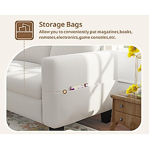 Woyomeub Sectional Sofa Couches for Living Room 78" L Shaped Sofas with Storage Ottoman Small 3 Seater Couch Velvet Fabric, Beige