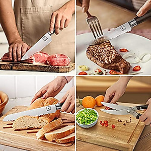 imarku Knife Set with Block, Cutting Board and Cleaver - Stainless Steel Kitchen Knife Set with Sharpener - Chef Knife Sets for Kitchen with Block - Set of 11