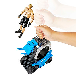 Mattel WWE Wrekkin' Slam & Stack Forklift & Action Figure Playset with Toy Vehicle & Brock Lesnar 6-inch Collectible, Moving Lift & Breakaway Parts